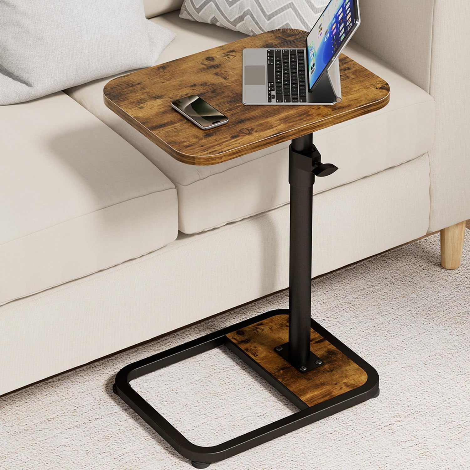 C-Shaped Tables Small Swivel End Table, Height Adjustable Side Tables ...
