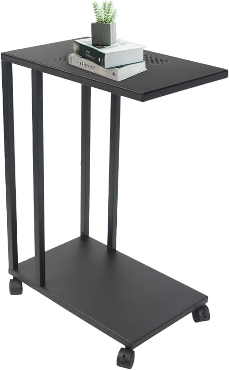 C Sofa Side End Tables TV Tray Tables with Lockable Wheels Metal Top 26 ...