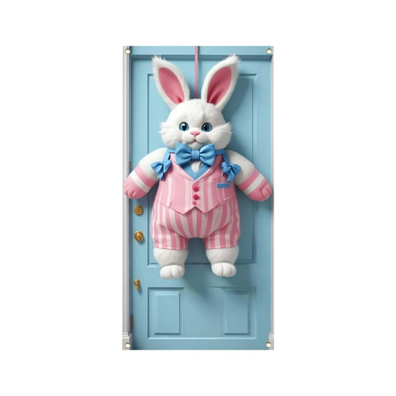 C Spring Holiday Door Hanger Curtain Background Cloth Easter Bunny Egg ...
