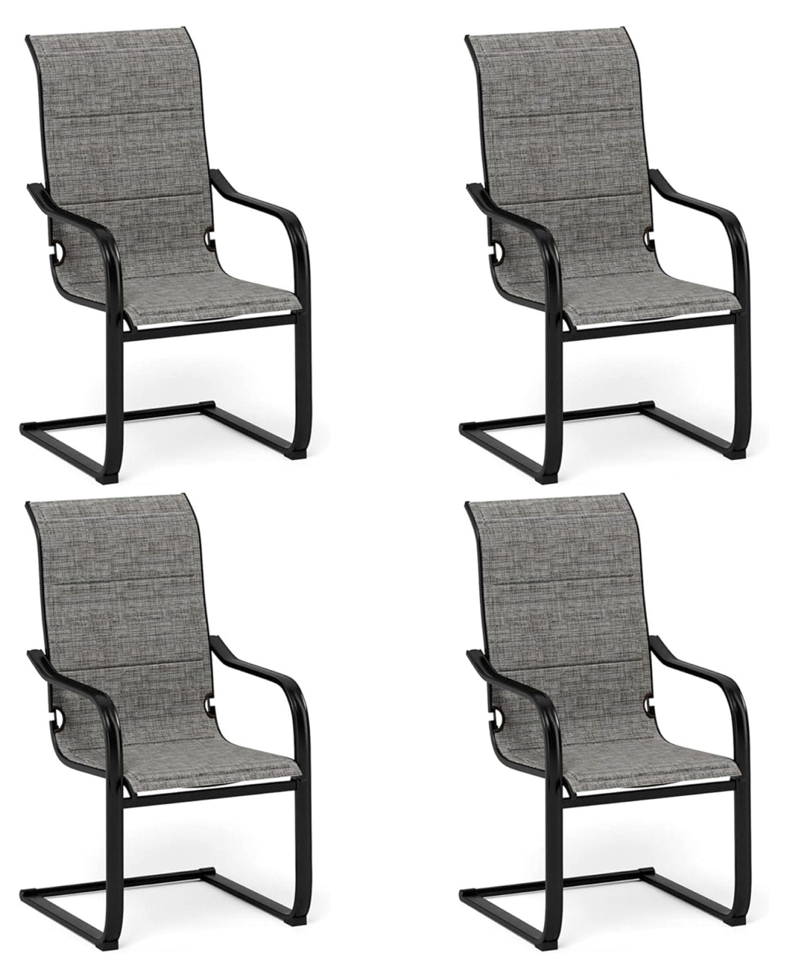 C Spring Patio Dining Chairs for 4,Steel Frame with Textilene Fabric ...