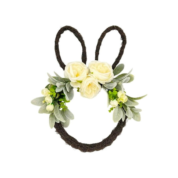 C Spring Themed Decorative Wreath With Bunny Accents For Front Door ...