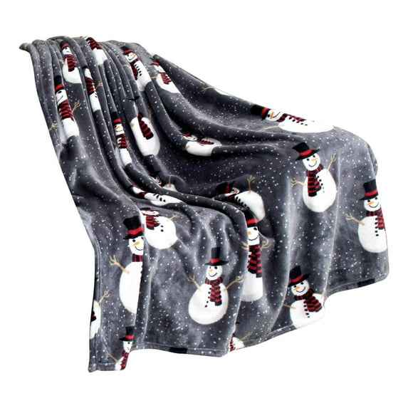 C Style C Winter Holiday Blanket Reindeer Snowflake Printed Flannel ...