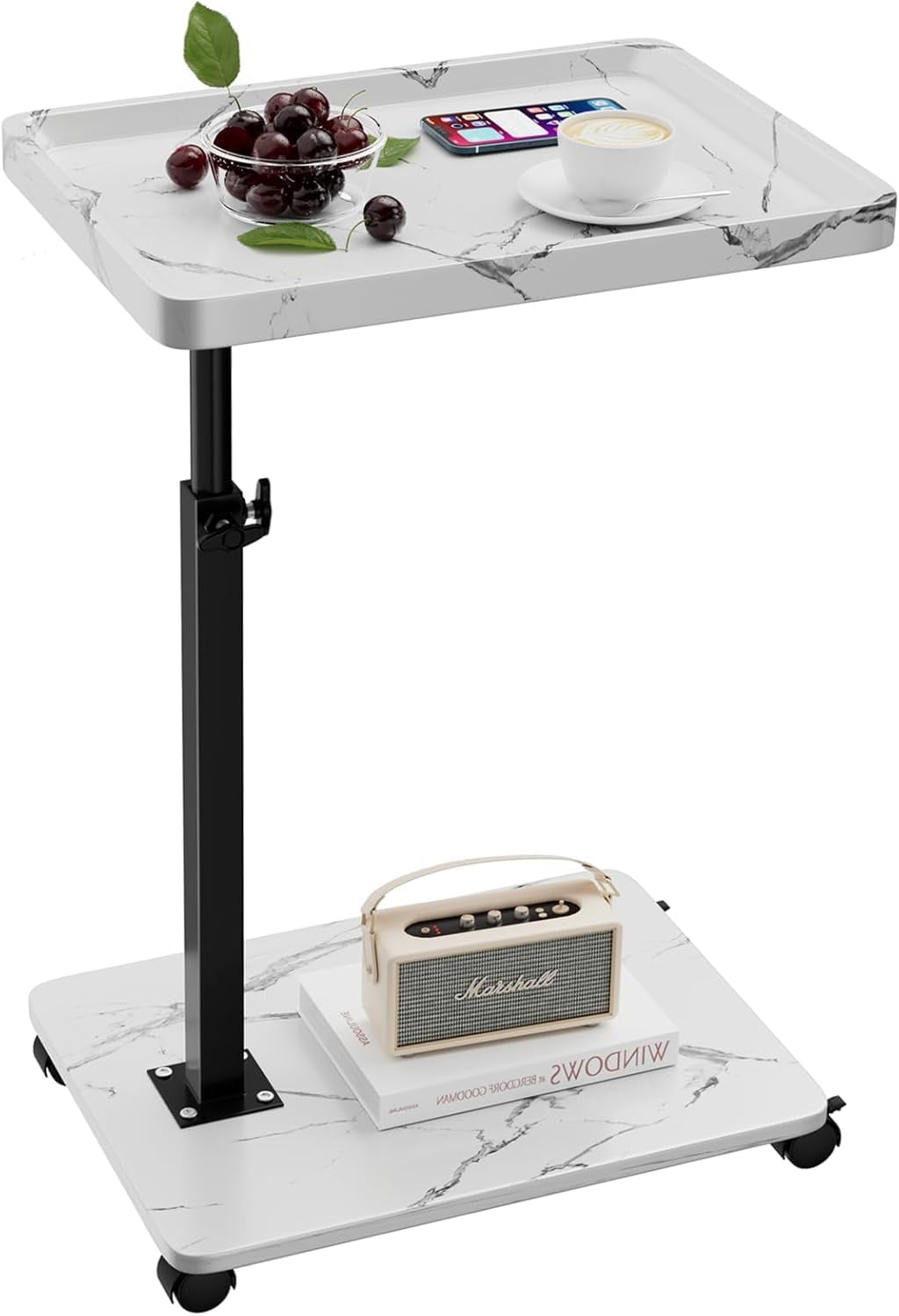 C Table End Table Adjustable Height, 360°Swivel TV Tray Table for Small ...