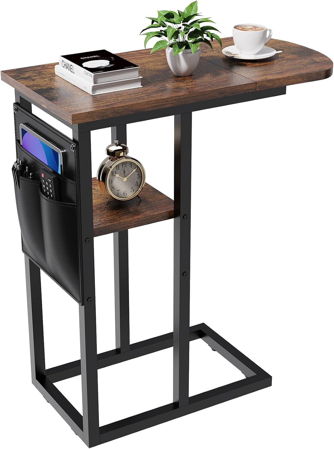 C Table End Table with Side Pocket, Couch C Shaped Side Table for ...