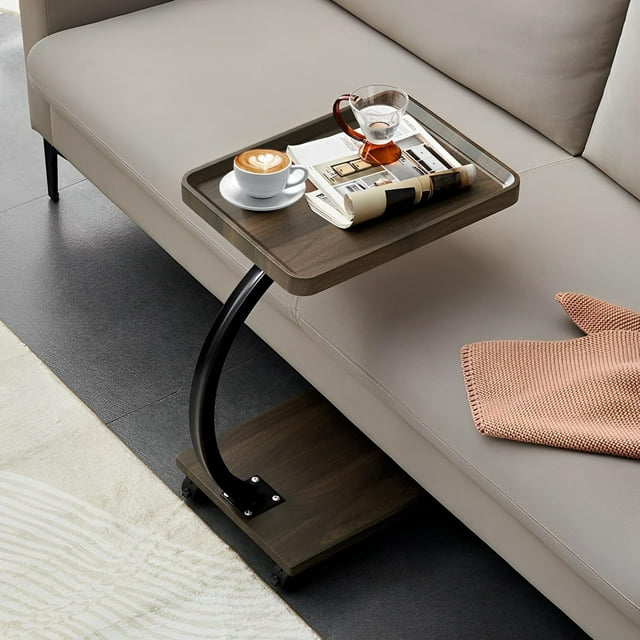 C Table End Table,360°Swivel TV Tray Table for Small Spaces, Couch ...
