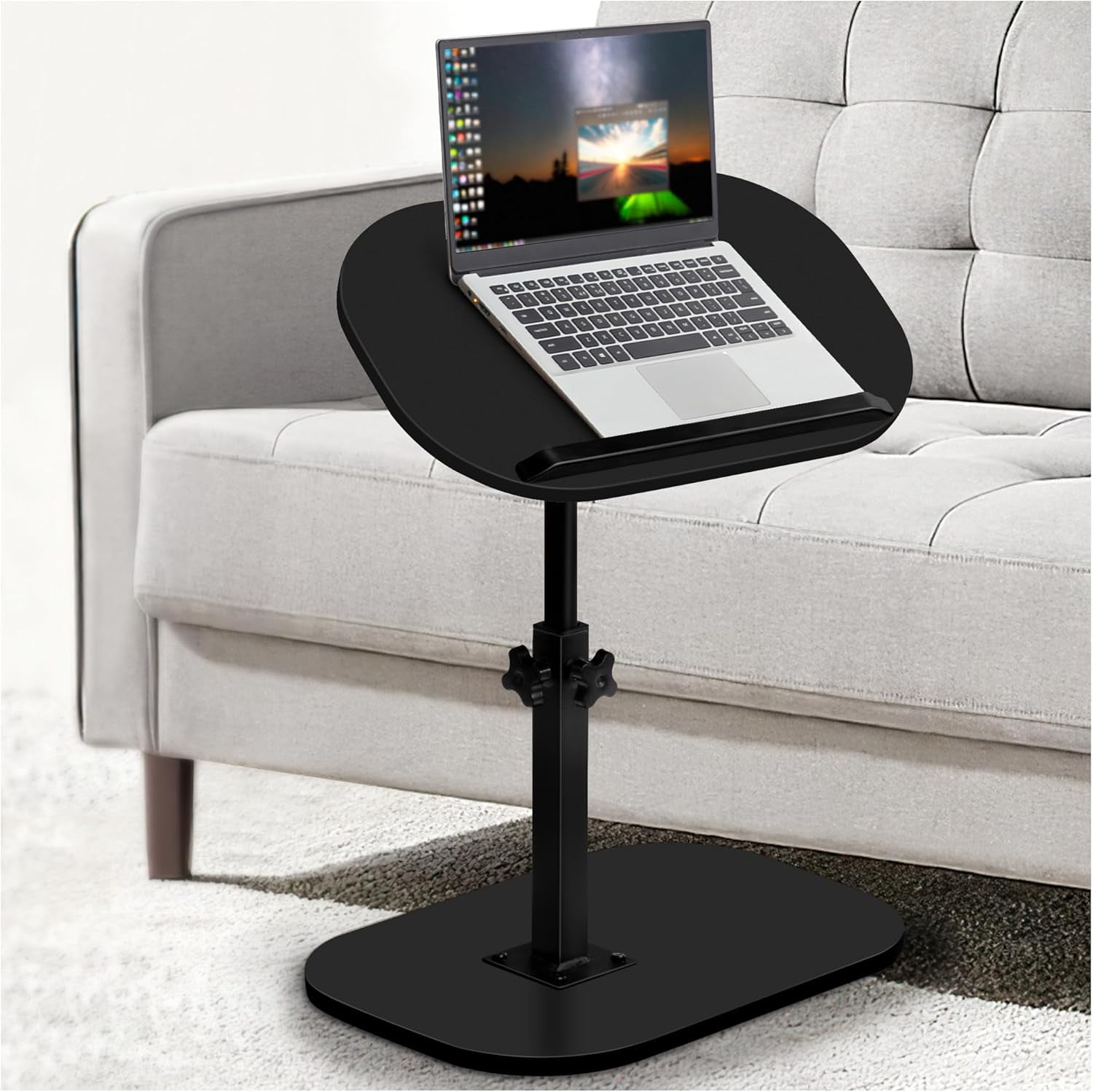 C Table End Table Adjustable Height, 360°Swivel & Flip Top TV Tray ...