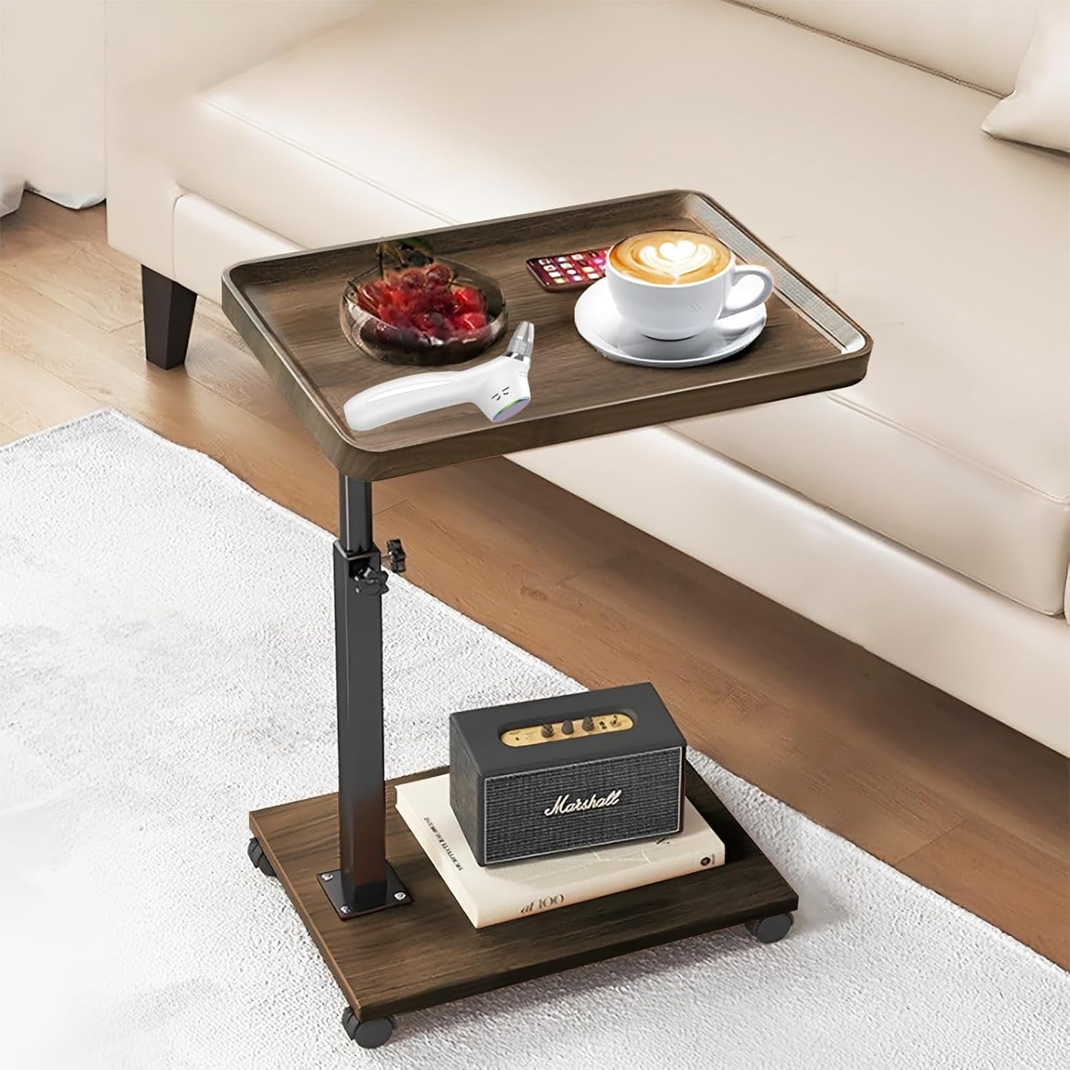 C Table End Table Adjustable Height, 360°Swivel TV Tray Table for Small Spaces, Couch Tables ...