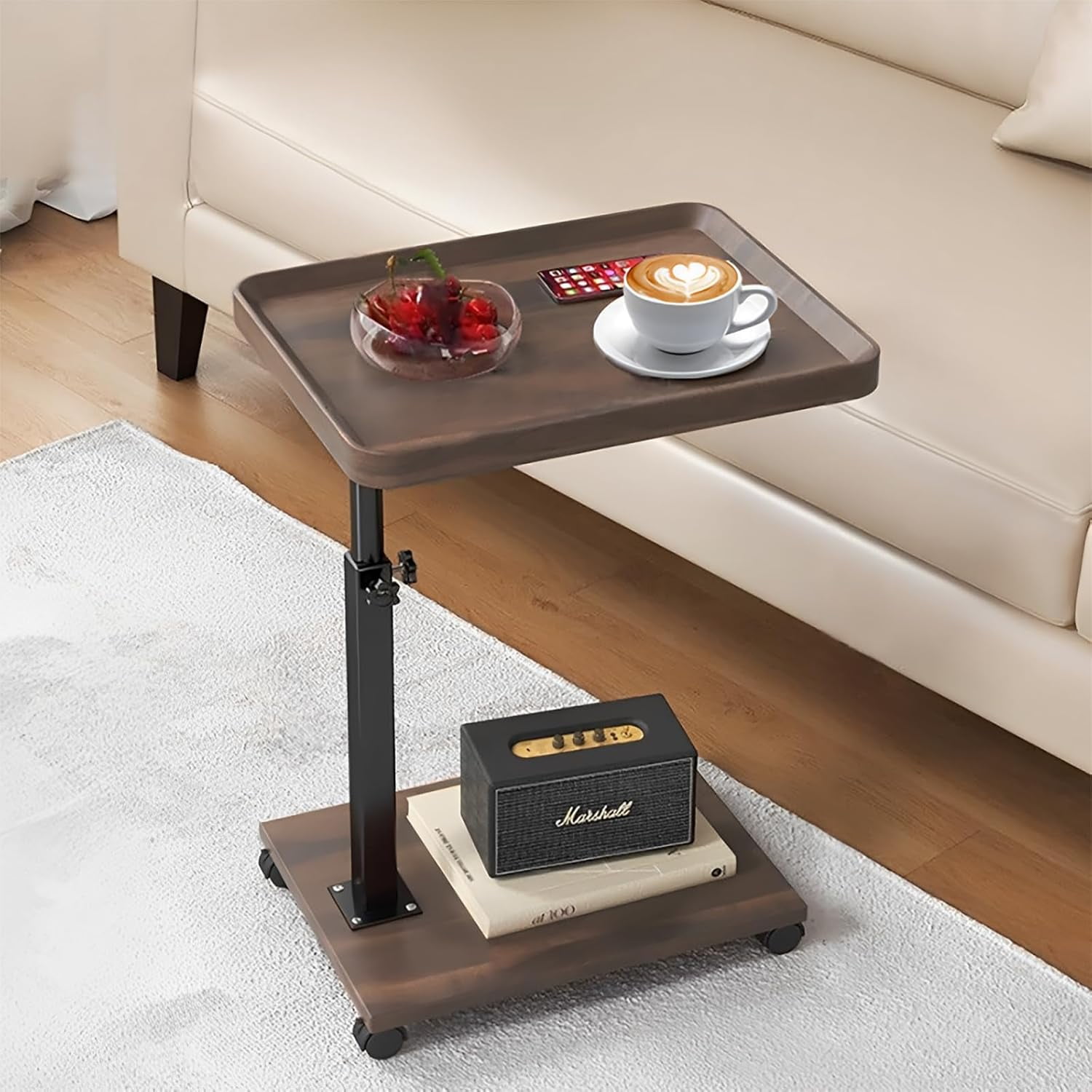 C Table End Table Adjustable Height, 360°Swivel TV Tray Table for Small Spaces, Couch Tables ...