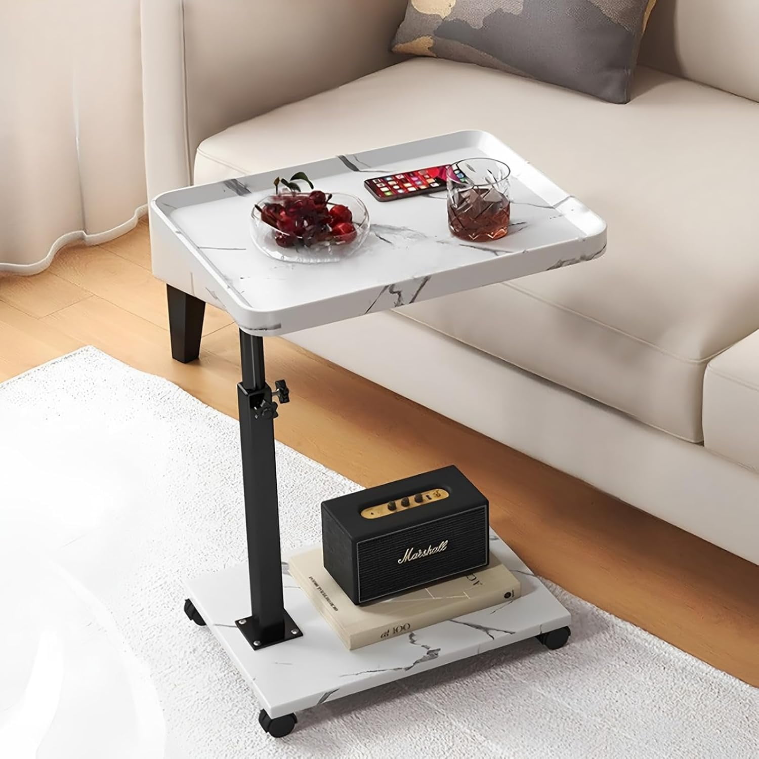 C Table End Table Adjustable Height, 360°Swivel TV Tray Table for Small ...