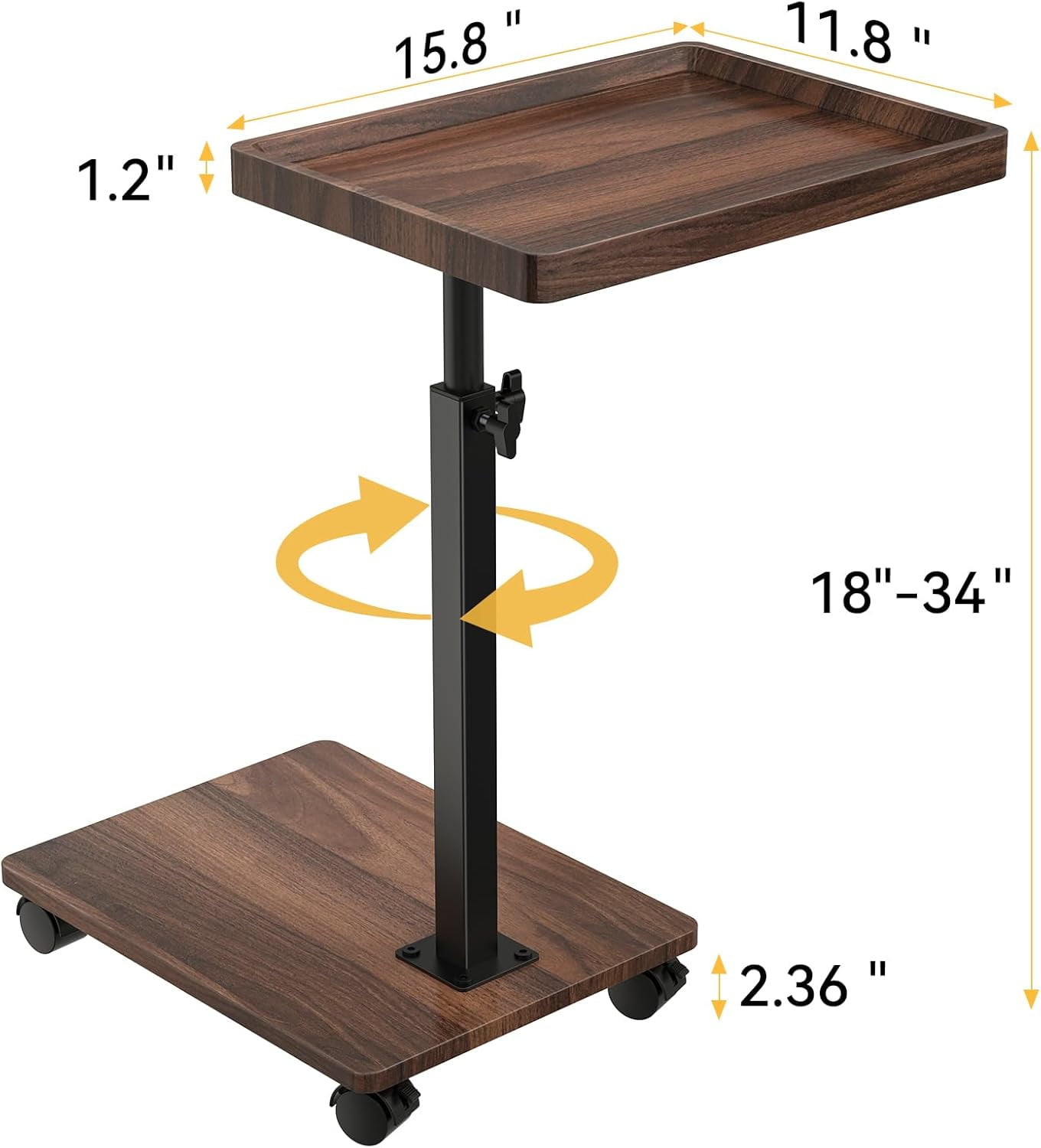 C Table End Table Adjustable Height, 360°Swivel TV Tray Table for Small ...