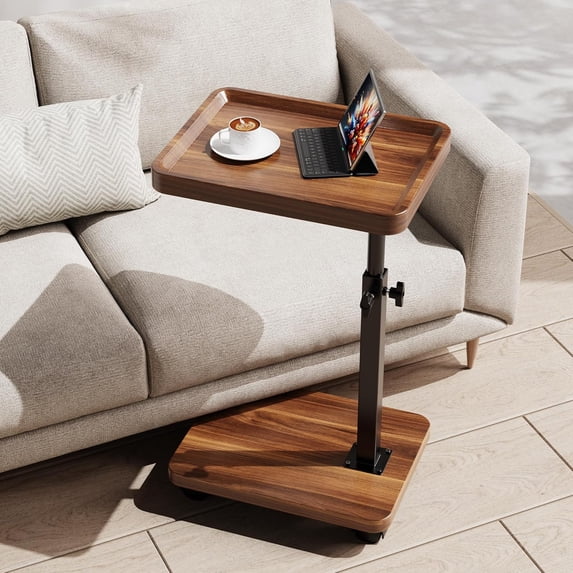 C Table End Table Adjustable Height, 360°Swivel TV Tray Table for Small ...