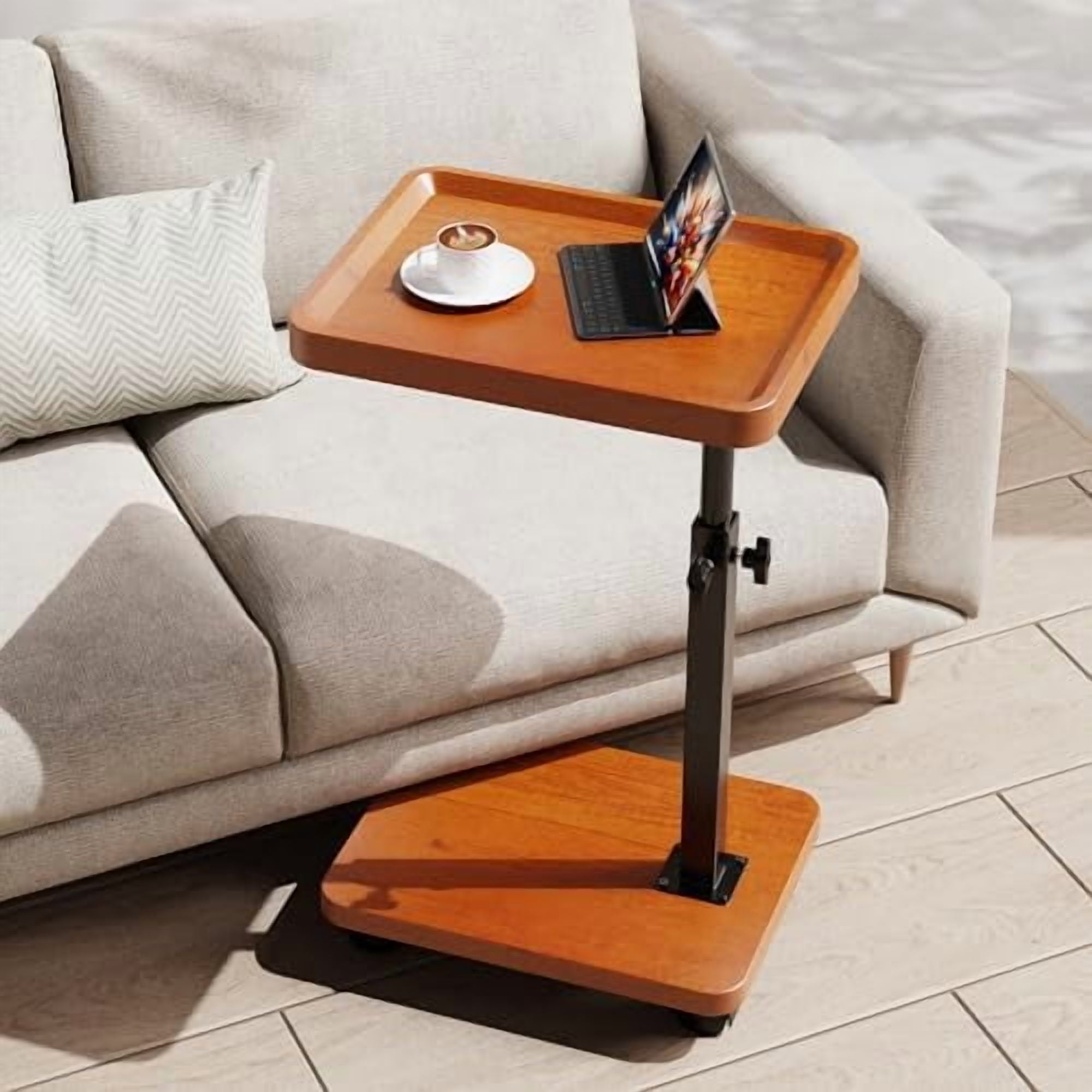 C Table End Table Adjustable Height, 360°Swivel TV Tray Table for Small ...