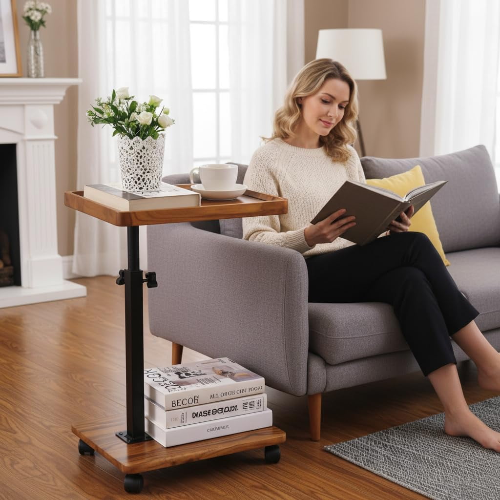 C Table End Table Adjustable Height,C Shaped End for Couch，Snack Tables ...