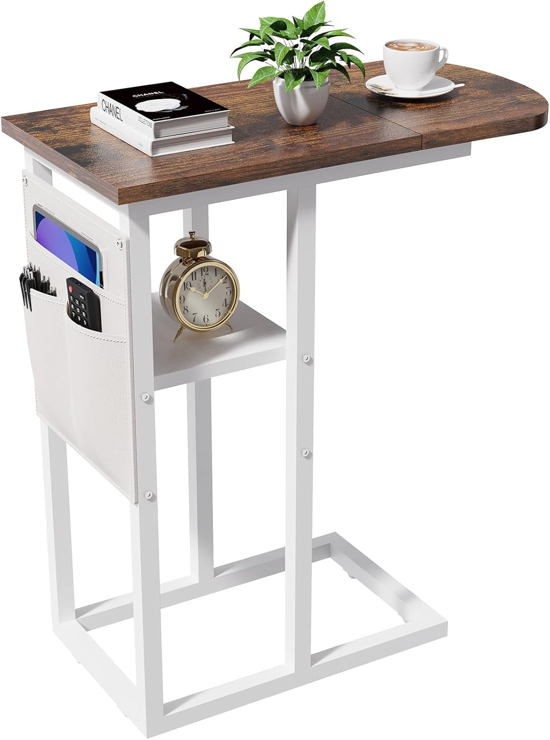 C Table End Table with Side Pocket, Couch C Shaped Side Table for ...
