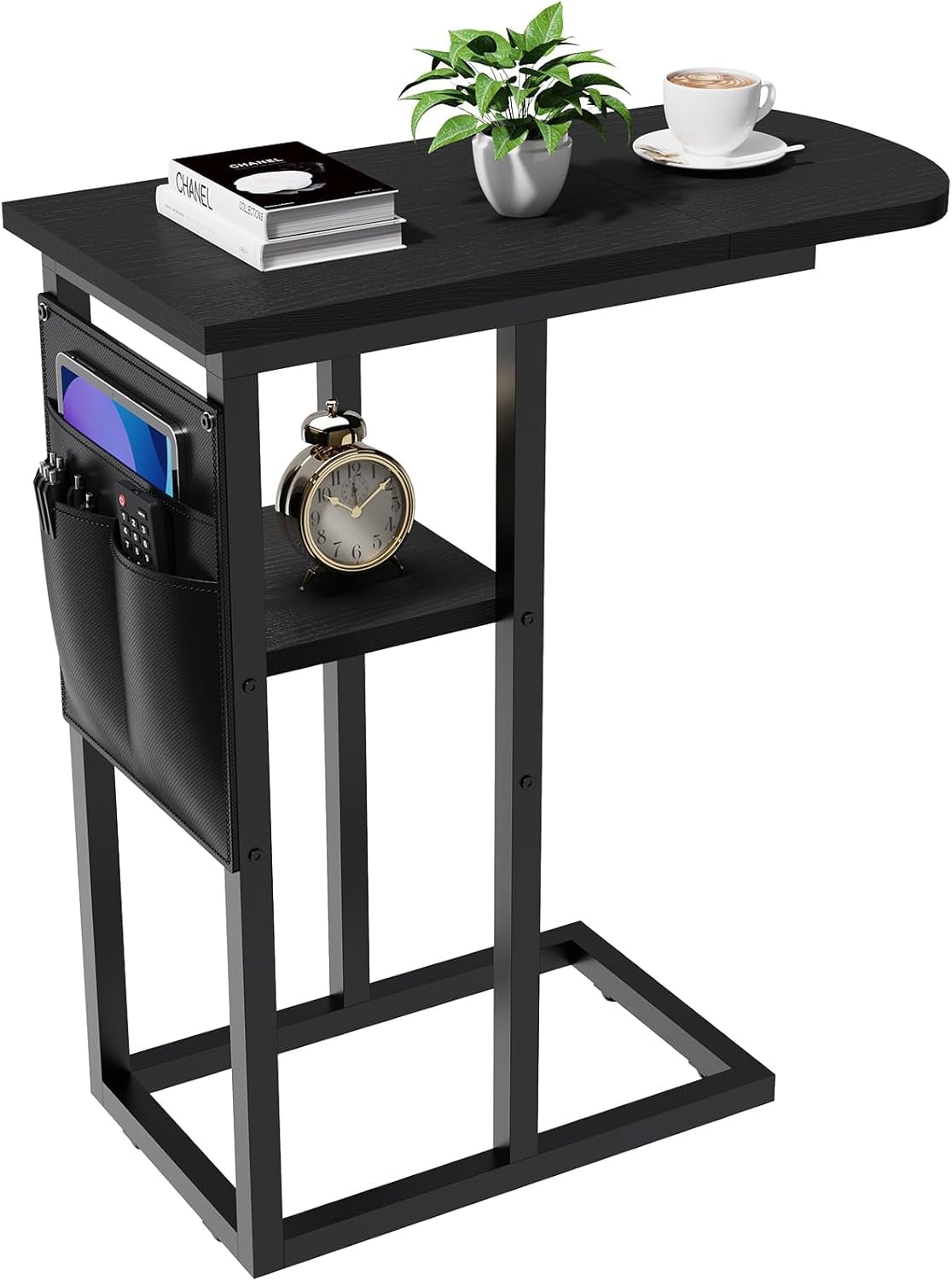 C Table End Table with Side Pocket, Couch C Shaped Side Table for ...