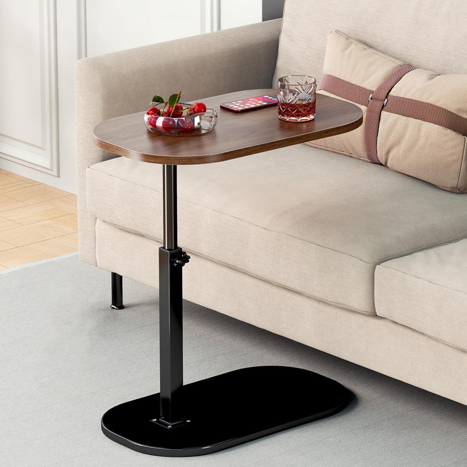 C Table End Table,Skinny Side Table Adjustable Height,360°Swivel TV ...