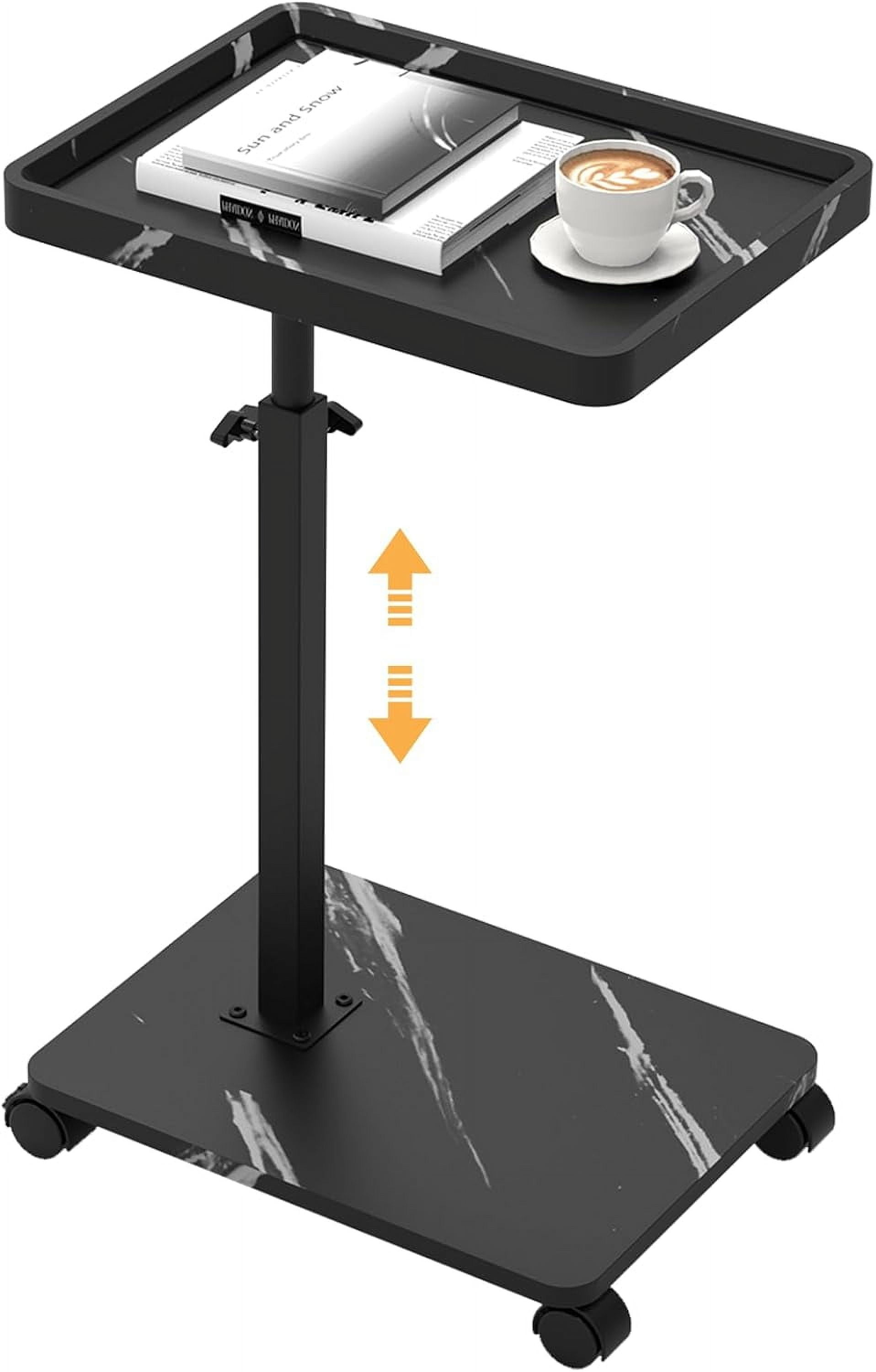 C Table End Table, Slide Under Couch Table with Wheels, 360° Swivel C ...