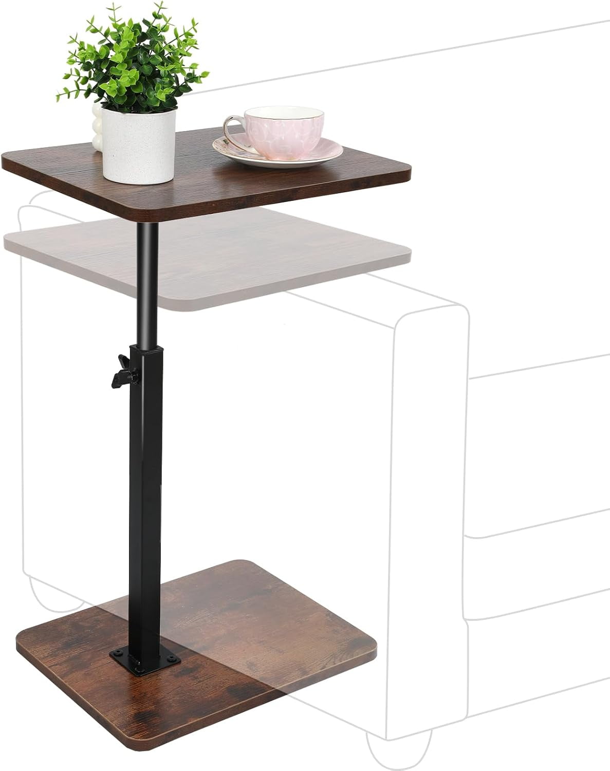 C Table End Table, Small Adjustable C Table, Wood Sofa Table Adjustable ...
