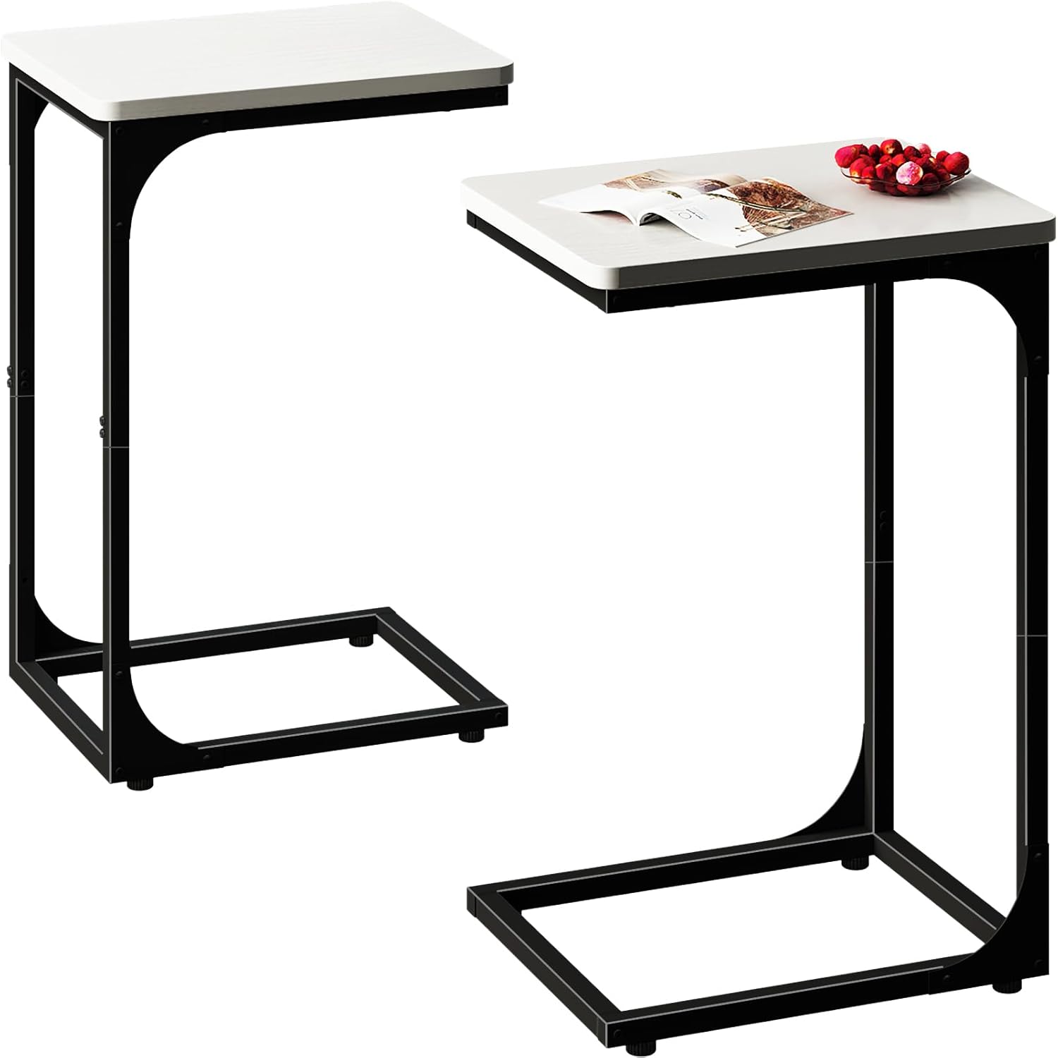 C Table Side Table Set of 2 Living Room Sets C Shaped Couch Tray End ...