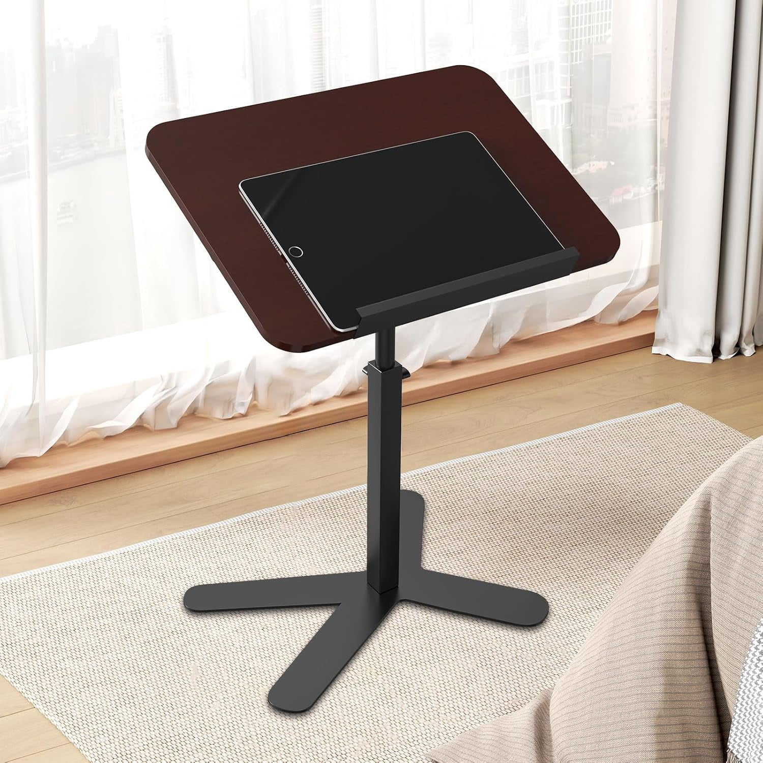 C Table for Sofa, 360° Swivel Small Side Table, C Table Adjustable ...
