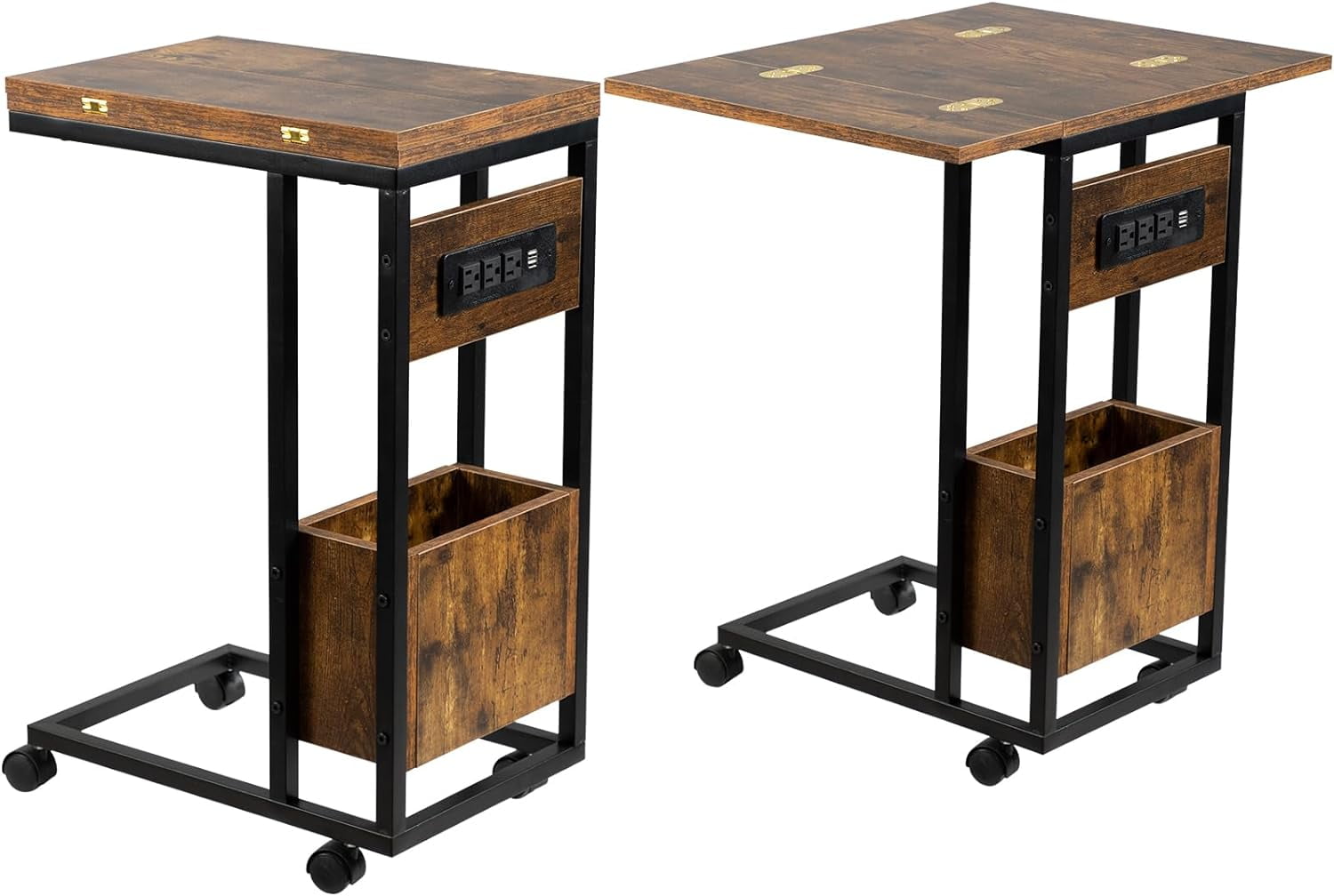 C Tables End Table Set of 2, C Shaped Side Table with Charging Station ...