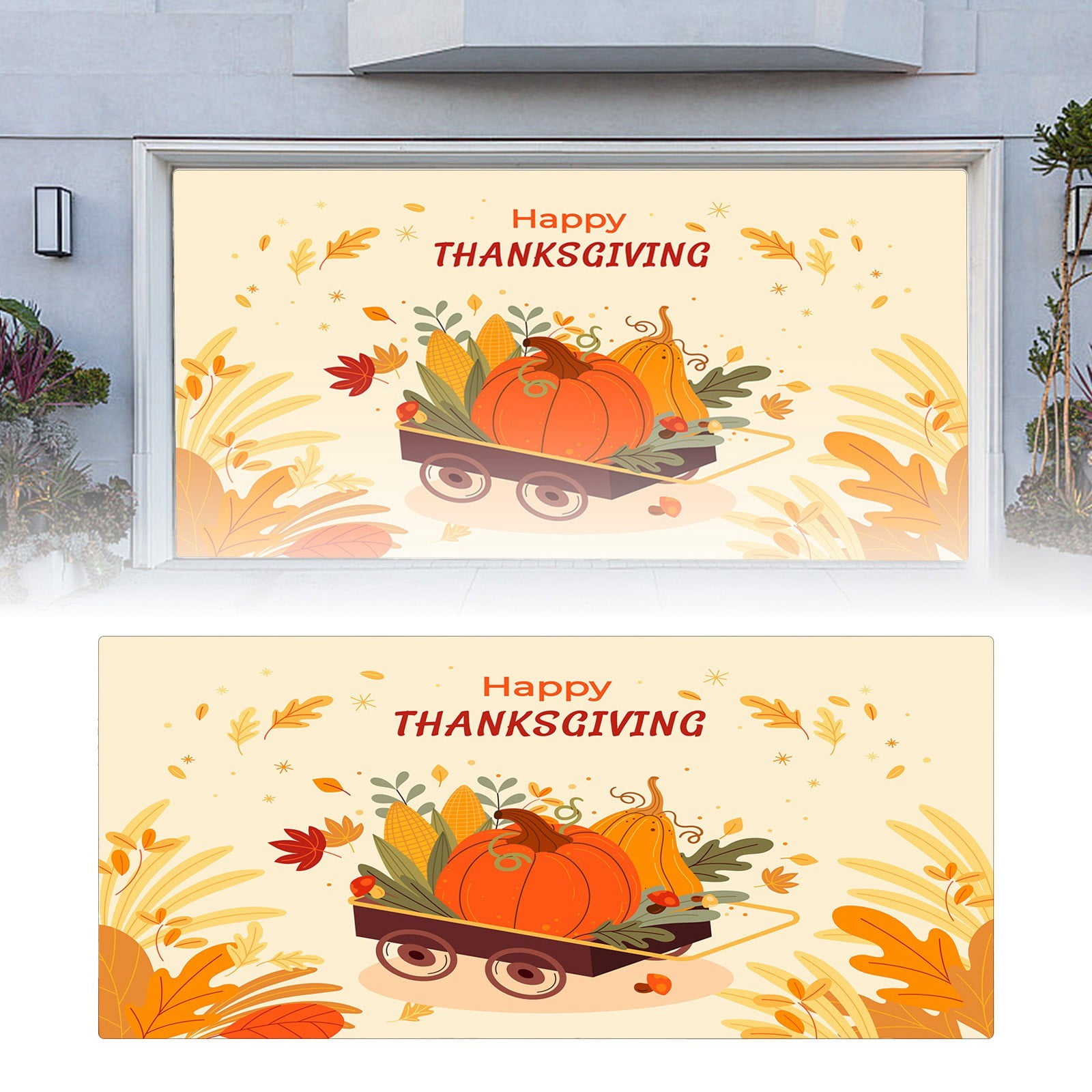 Garage Door Banner Fall Thanksgiving - Extra Large 16 Ft X 7 Ft ...