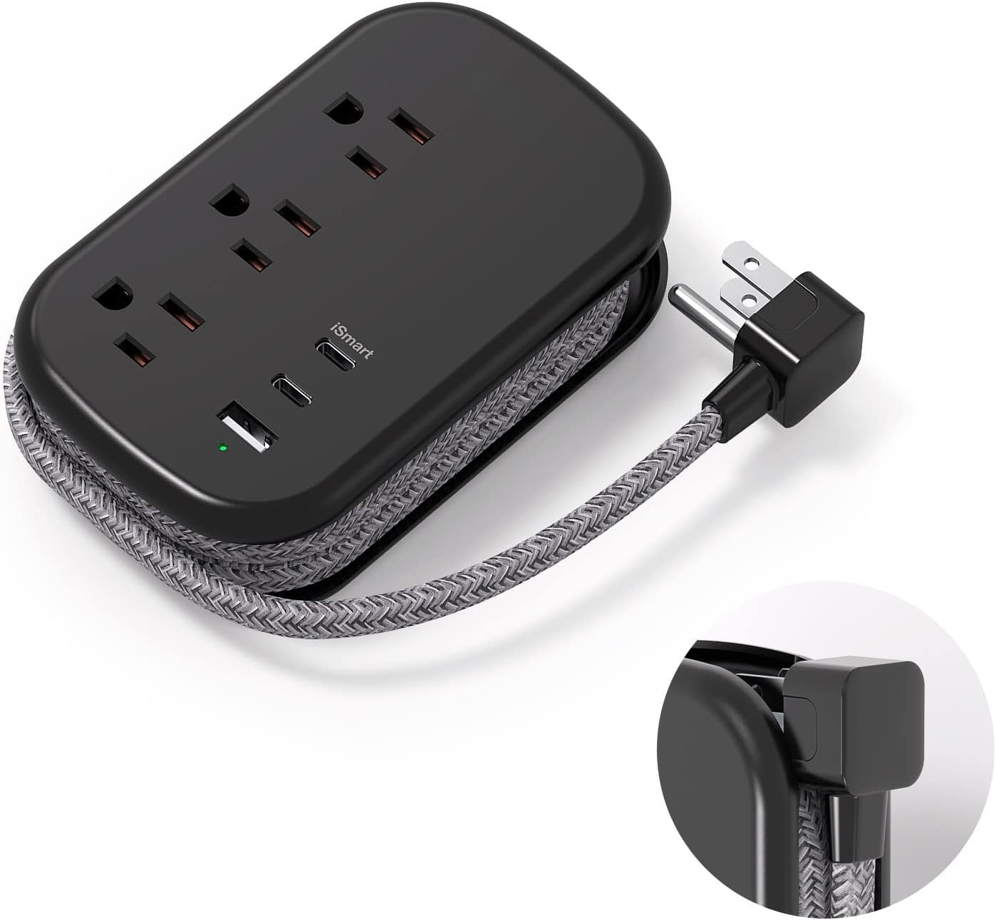 C Travel Power Strip, Flat Extension Cord, Flat Plug Power Strip, 3 ...