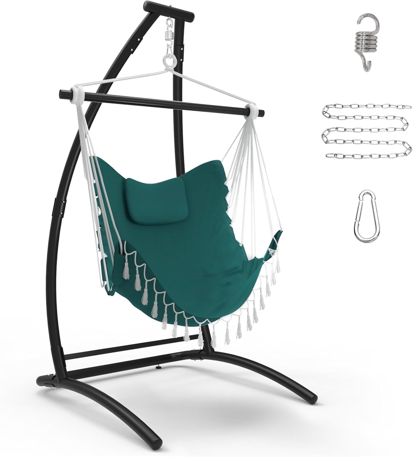 C Type Hammock Chair with Stand, Swing Chair with Neck Pillow, Hammock ...