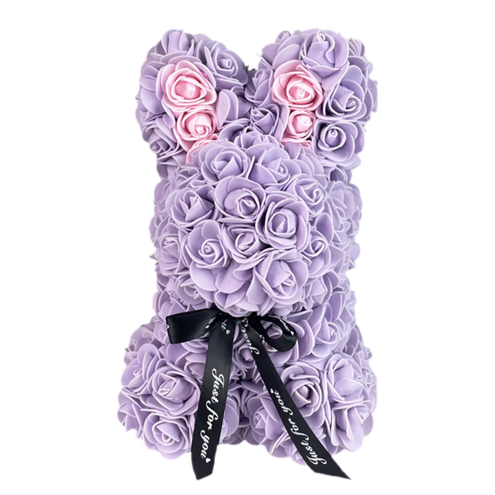C Valentine'S Day Simulation Rose Foam Bunny With Artificial Flower ...
