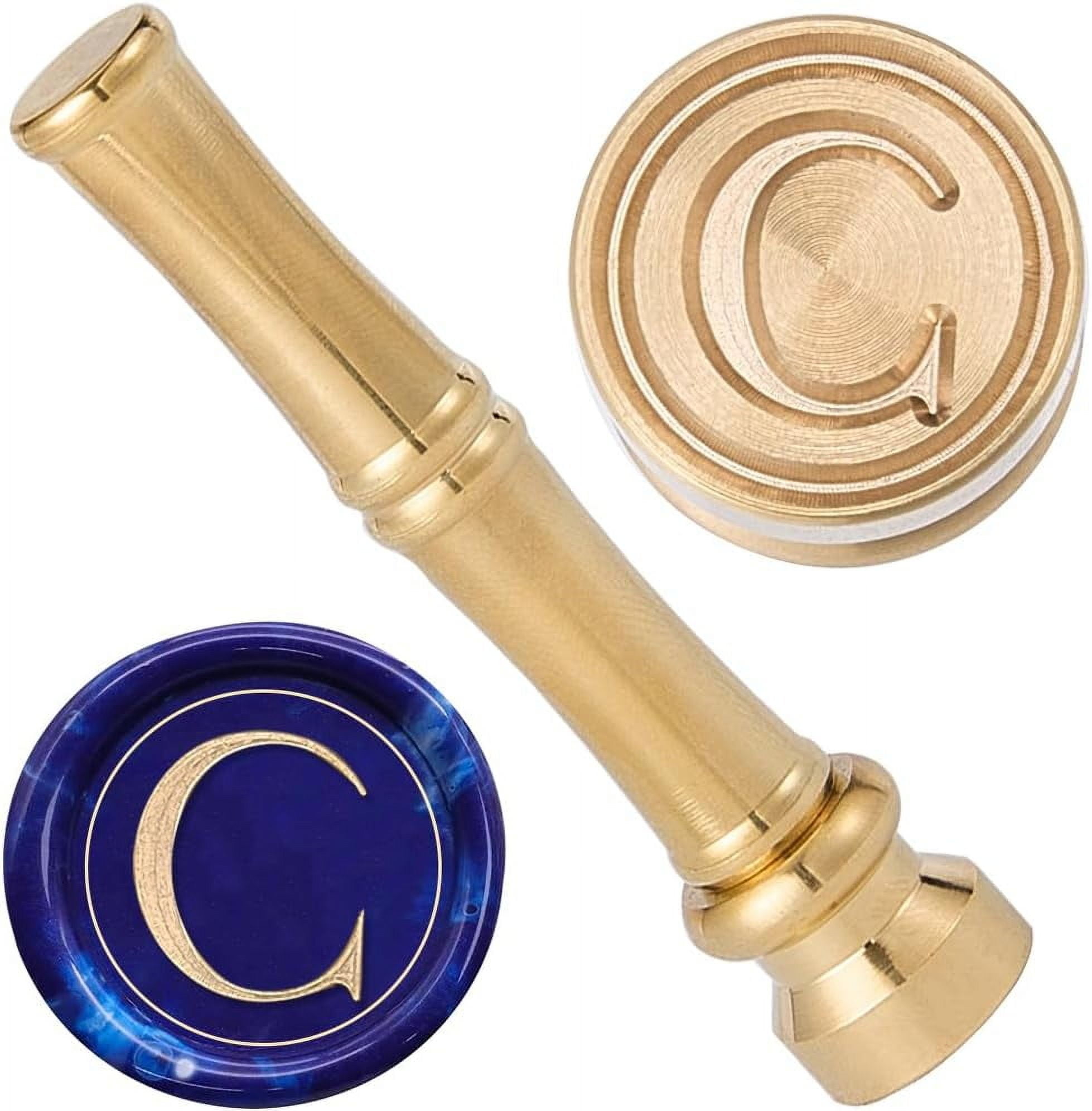 C Wax Seal Stamp Letter Sealing Stamps 15mm Golden Metal Brass Retro ...