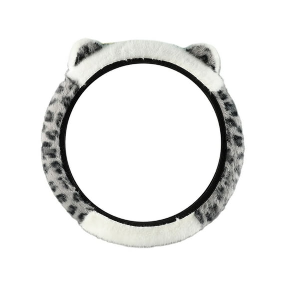 C White Gray Cat Ear Design Steering Wheel Cover Size C Leopard Print ...