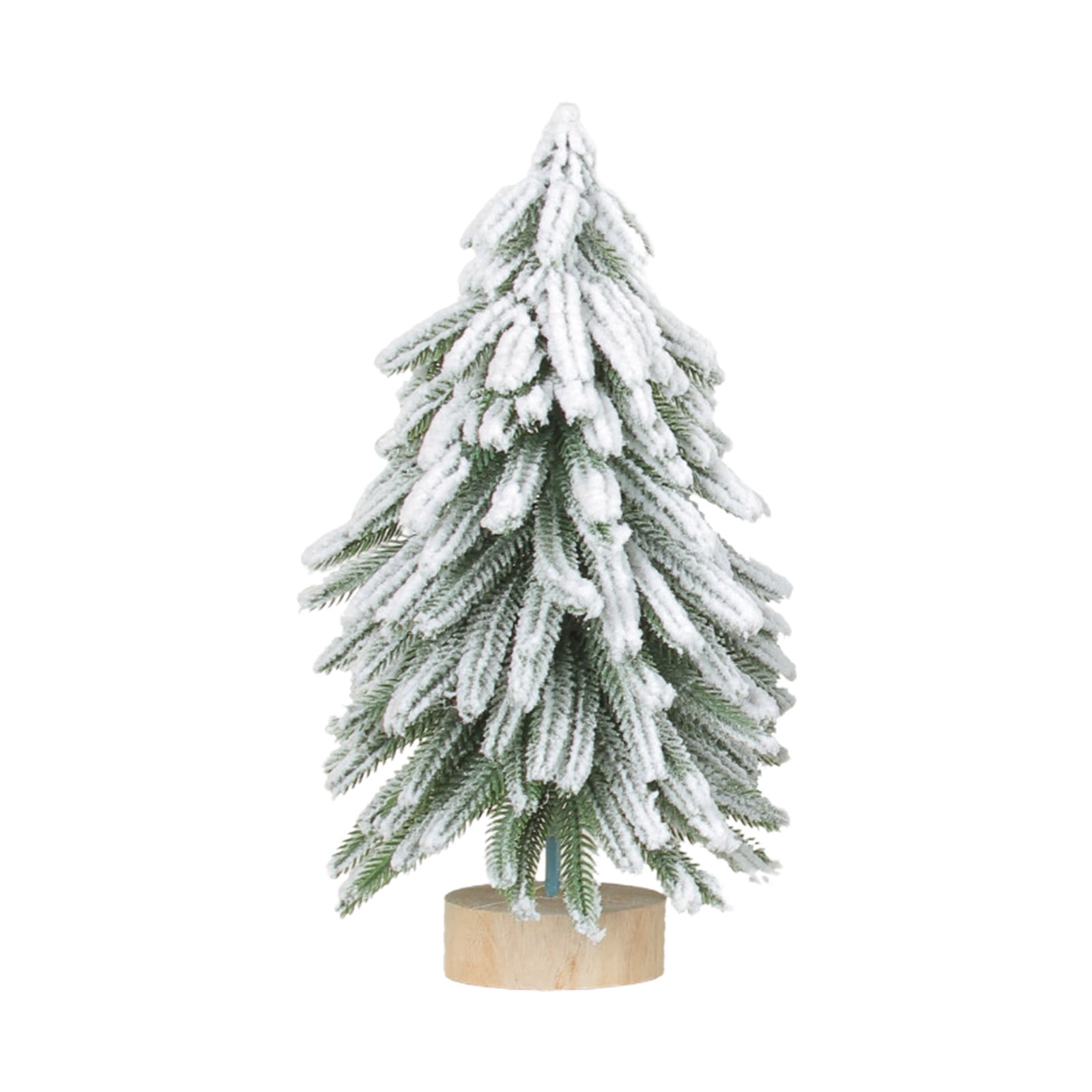 C White Mini Fake Christmas Tree With Wooden Base, Tabletop Holiday ...