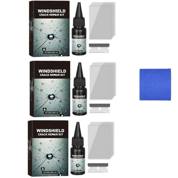 C Windshield Repair Kit 3 Pack, Auto Glass Crack And Chip Repair Fluid ...