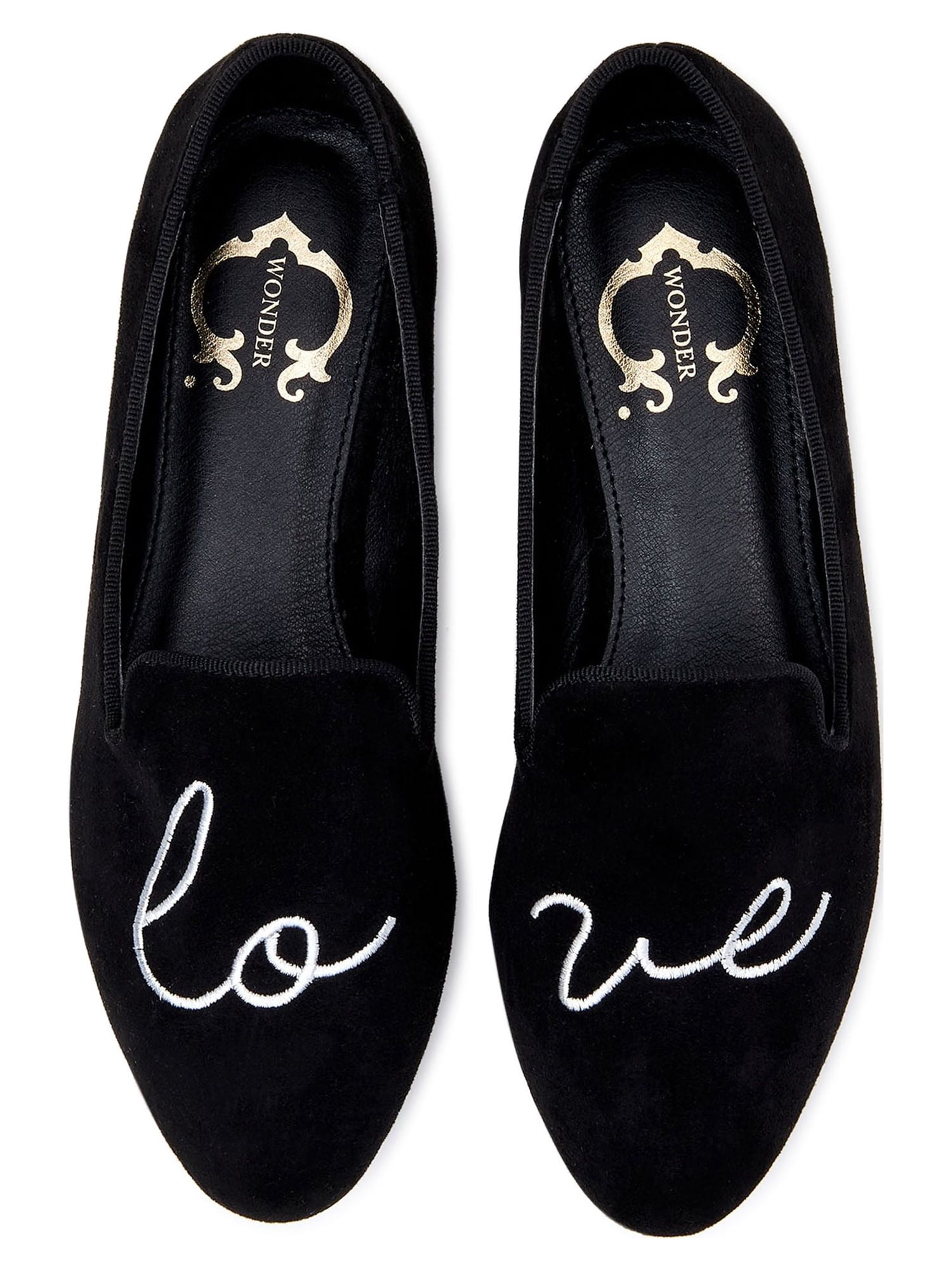 C. Wonder Women's Embroidered Microsuede Smoking Flat Shoes - Walmart.com