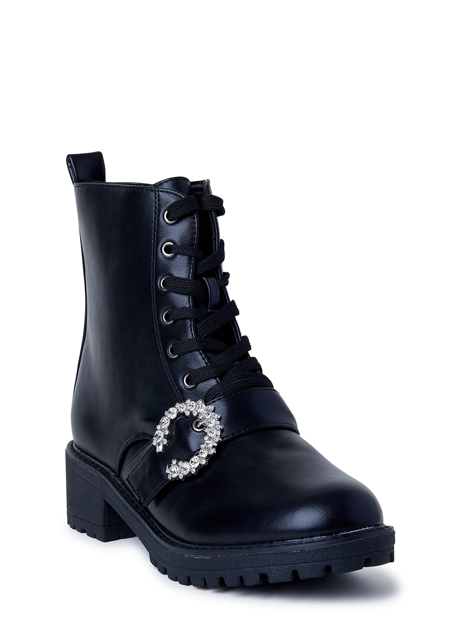 C. Wonder Women's Embellished Lug Sole Lace Up Booties - Walmart.com