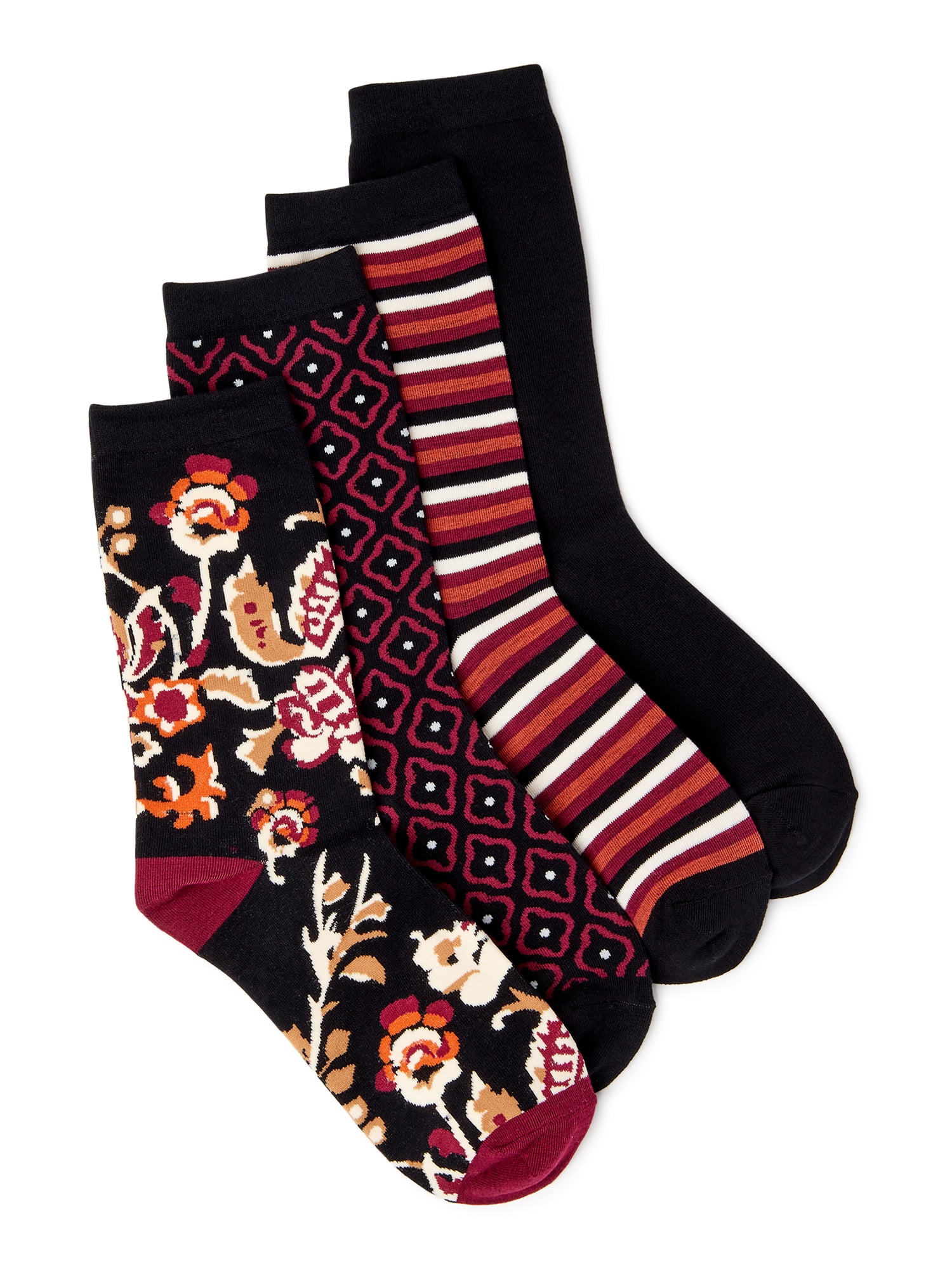 C. Wonder Women's Patterned Crew Socks, 4 Pack - Walmart.com