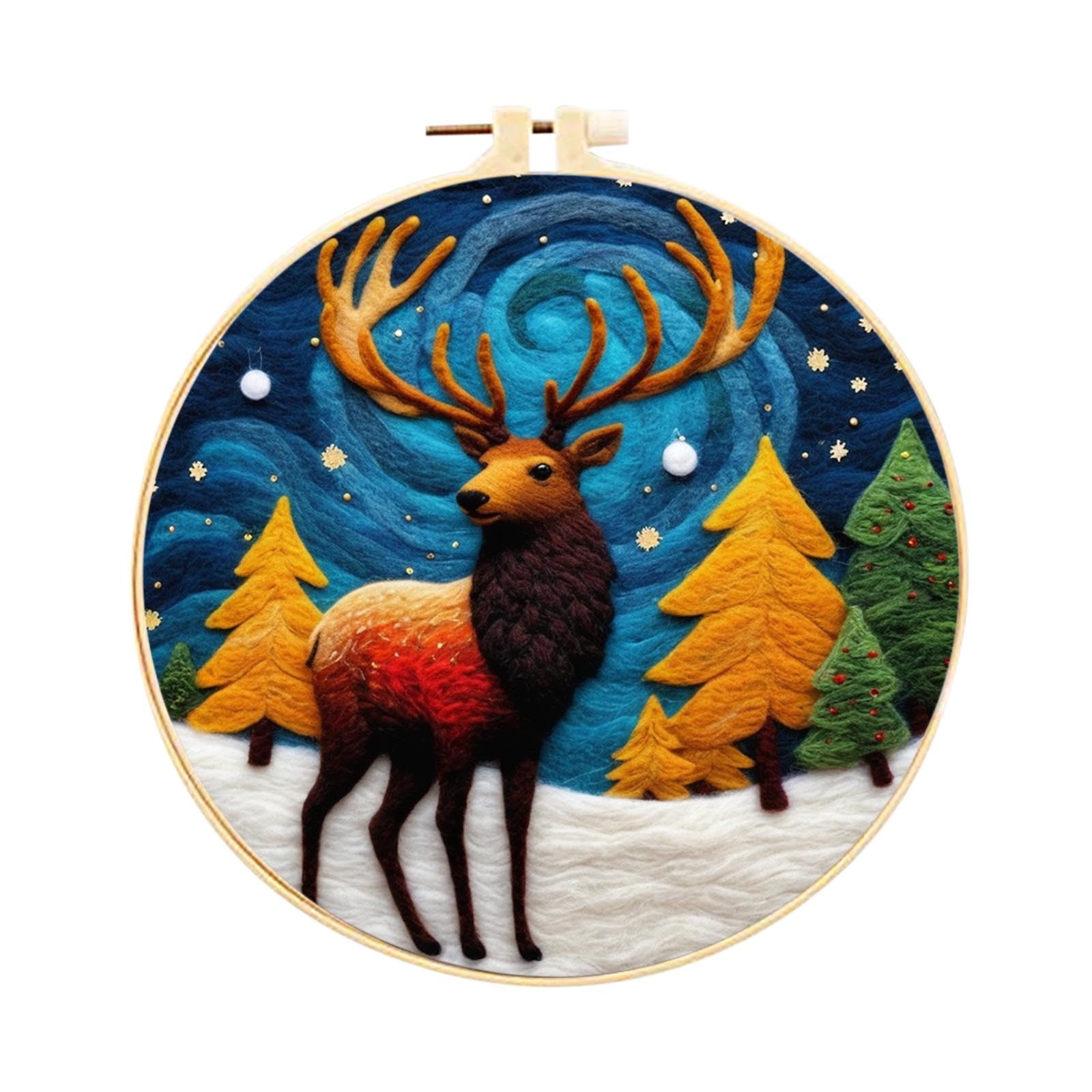 C Wool Felts Painting Diy Kit With Embroidery Frame And Needle Felts ...