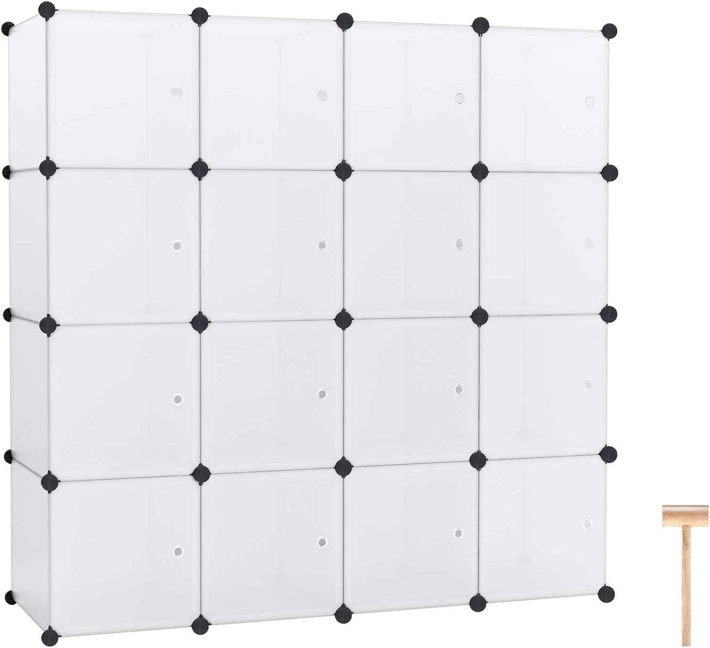 C&AHOME Cube Storage Organizer 16-Cube Modular Book Shelf Plastic ...