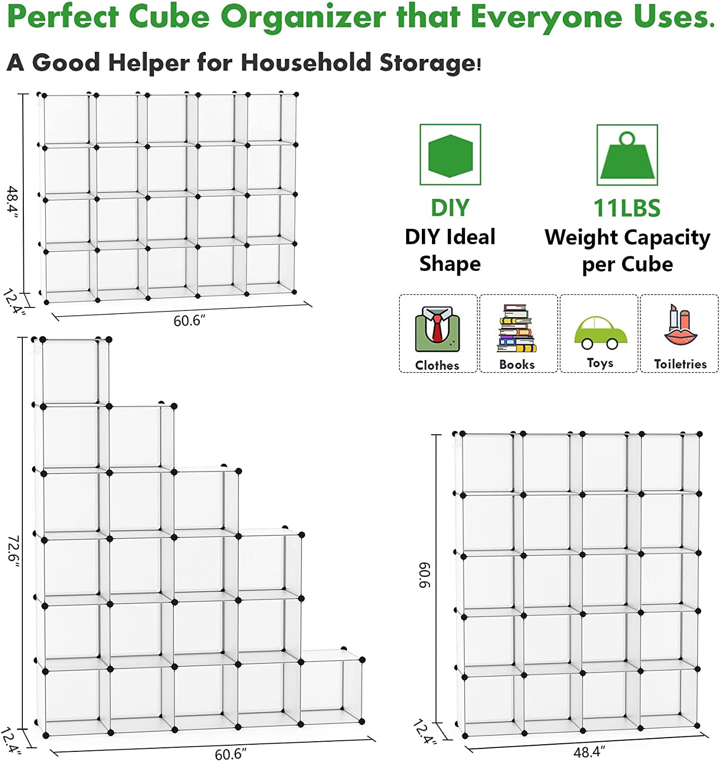 C&AHOME Cube Storage Organizer 20-Cube Shelves Units Closet Cabinet DIY ...