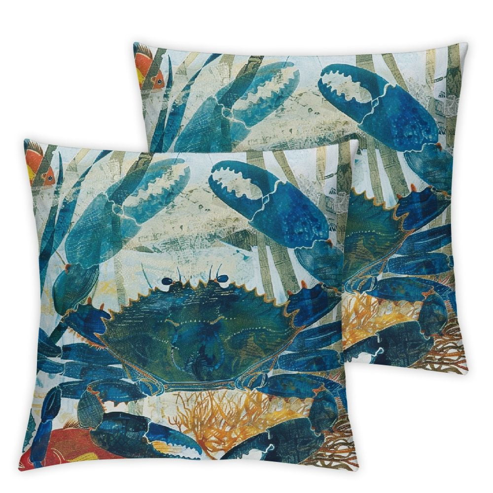 C&F Home Blue Crab Coastal Premium Indoor/Outdoor Pillow Patio Decor ...