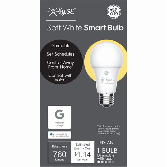 C by GE A19 Smart LED Light Bulb works with Google Assistant/Alexa ...