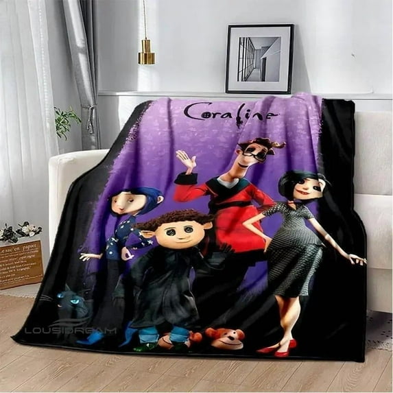 C-coraline cartoon printied blanket warm beautiful flannel soft and ...