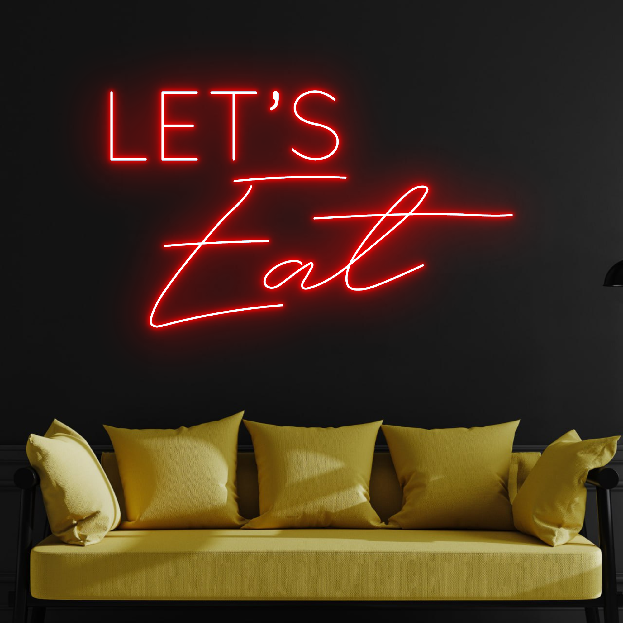 C-craft Abstract Line Let's Eat Neon Sign Wall Art Living Room Wall ...