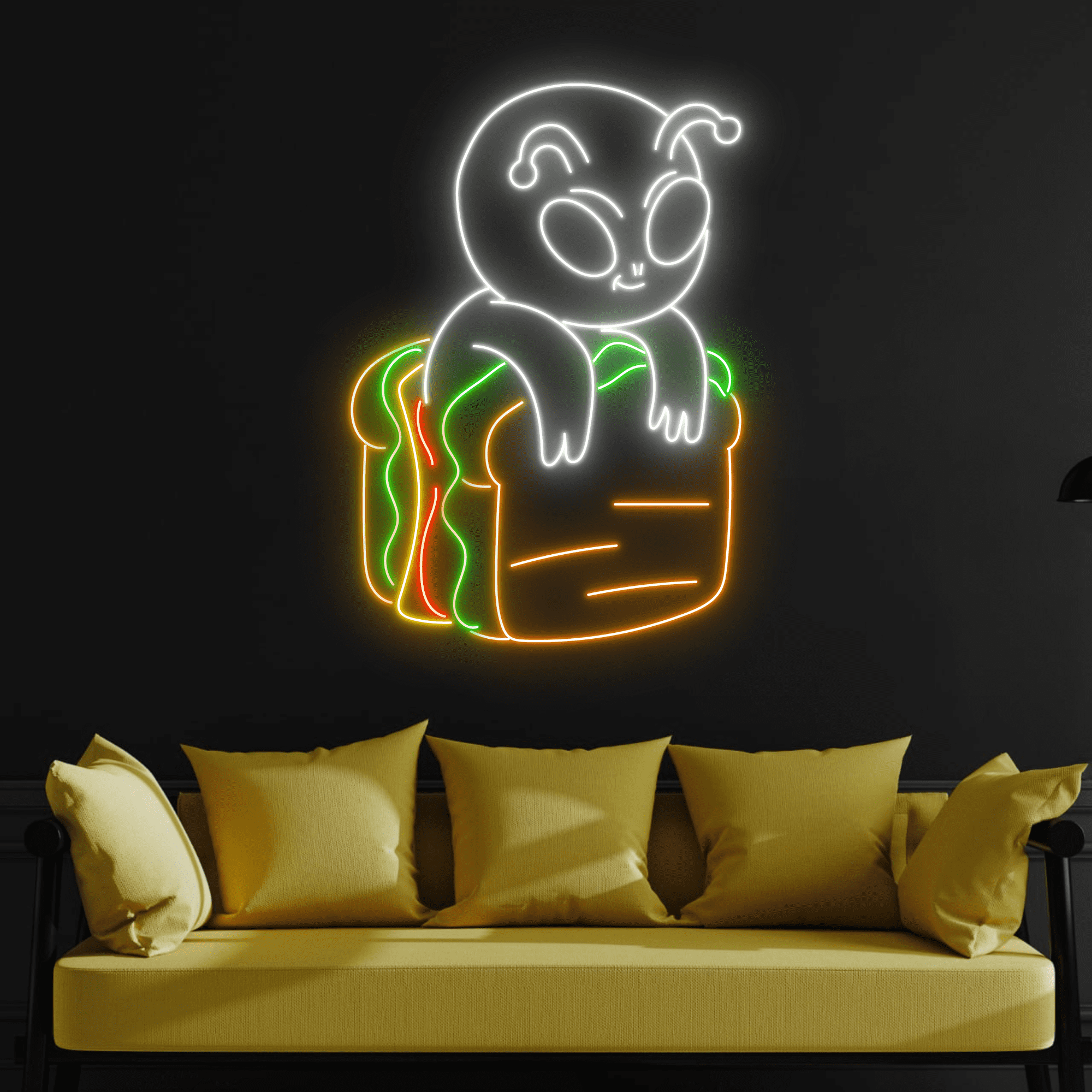 C-craft Alien with Hamburger Neon Sign Led Light Strip for Fast Food ...