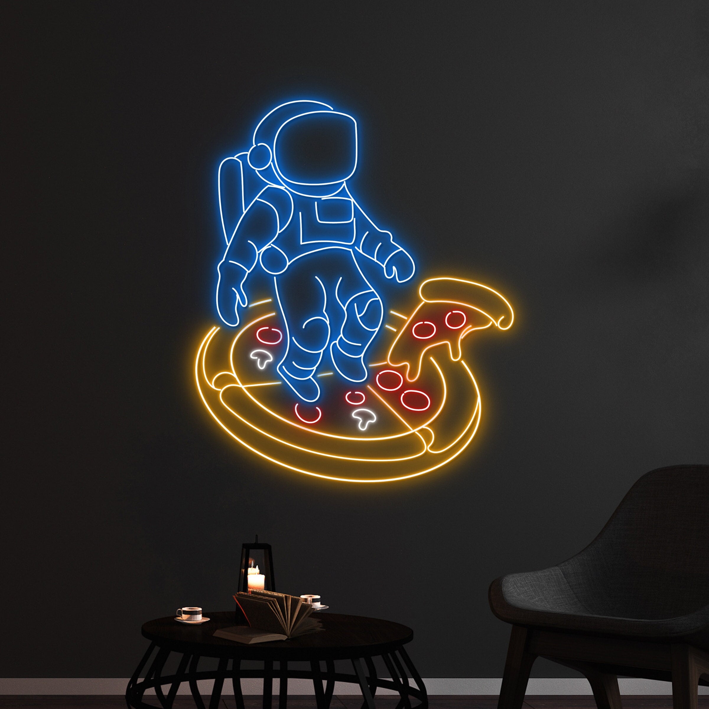 C-craft Astronaut Pizza Neon Sign - Galactic LED Light for Space and ...