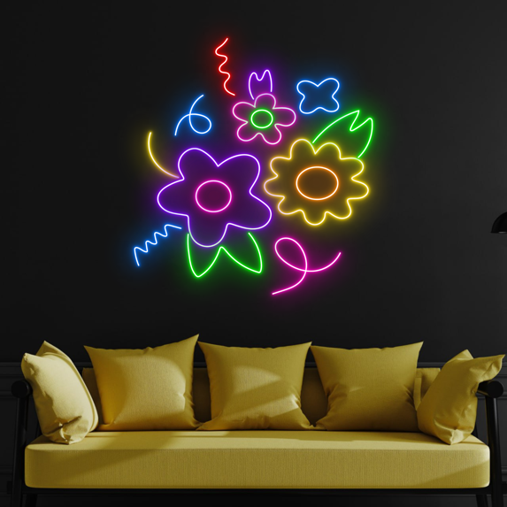 C-craft Baby Bouquet of Flowers Neon Sign for Living Room Wall Decor ...