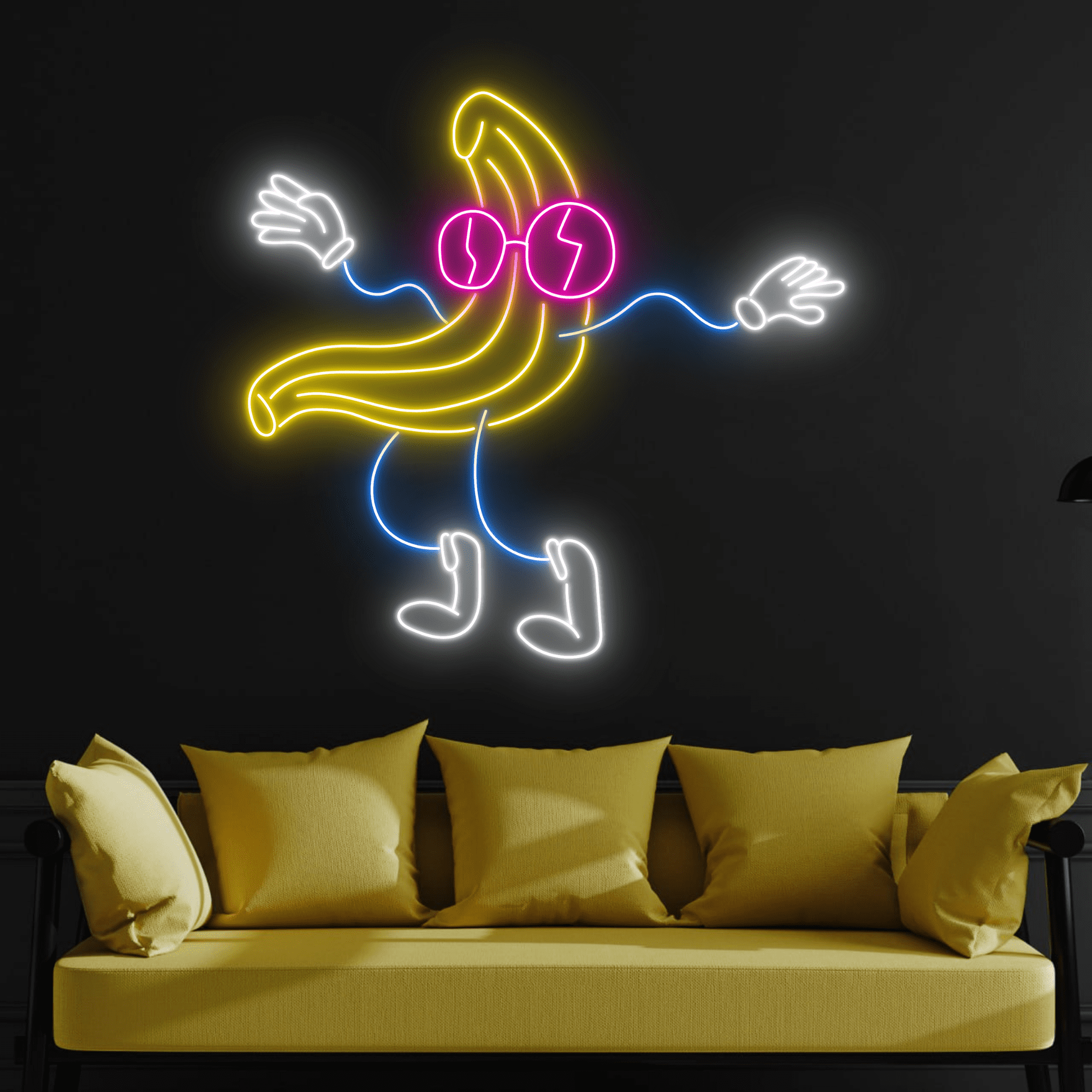 C-craft Banana Neon Sign Wall Art Living Room Wall Decor Kids Room ...