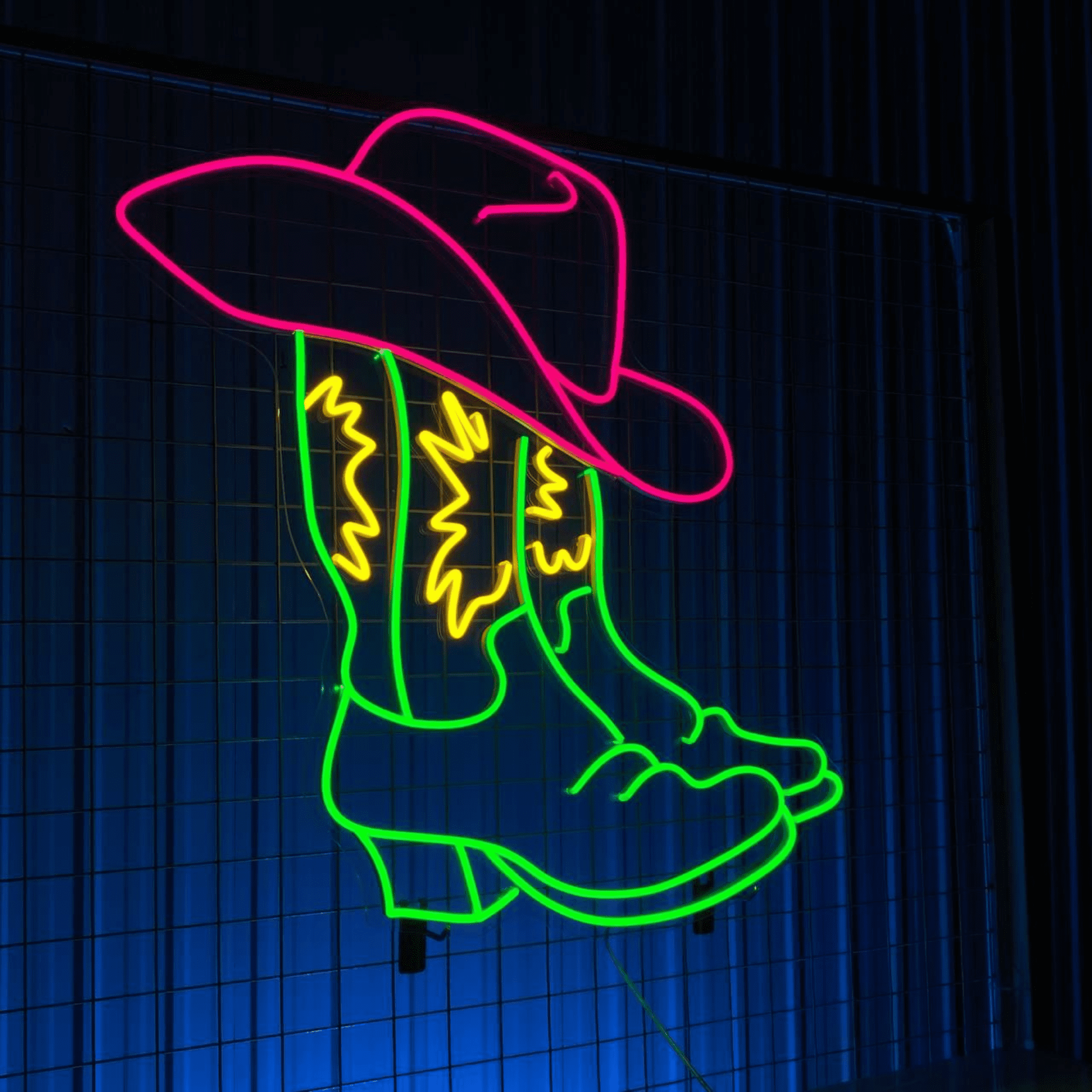 C-craft Cowboy Boots with Hat Neon Sign Wall Art Led Light Living Room ...