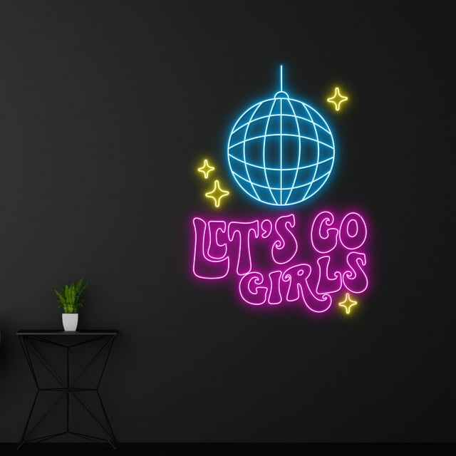 C-craft Cowboy Let's Go Girls Disco Ball Neon Sign - Neon LED Light for ...