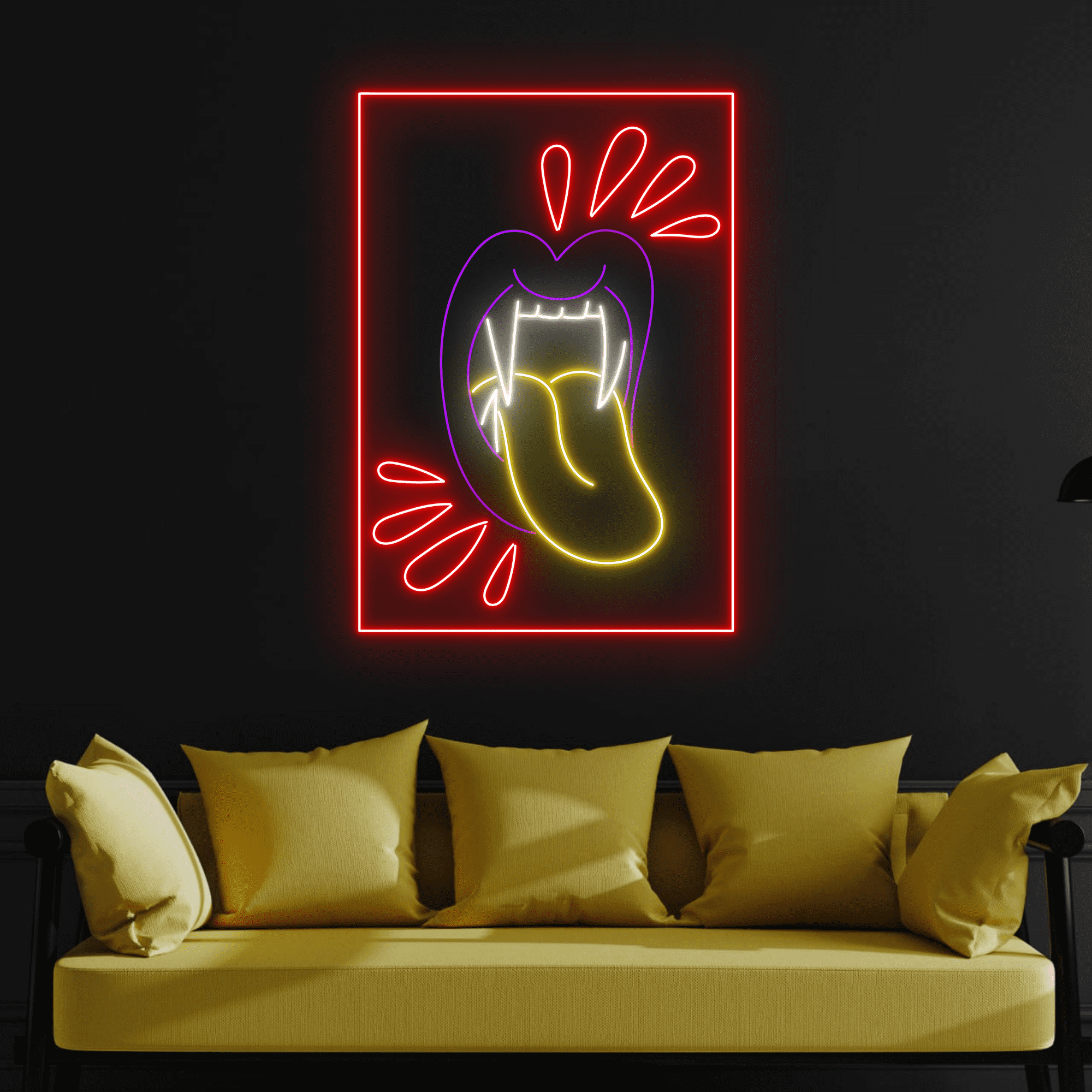 C-craft Devil Mouth Neon Sign Wall Art Living Room Wall Decor Led Sign ...
